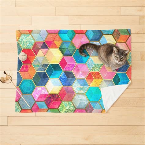 Crystal Bohemian Honeycomb Cubes Colorful Hexagon Pattern Scarf For