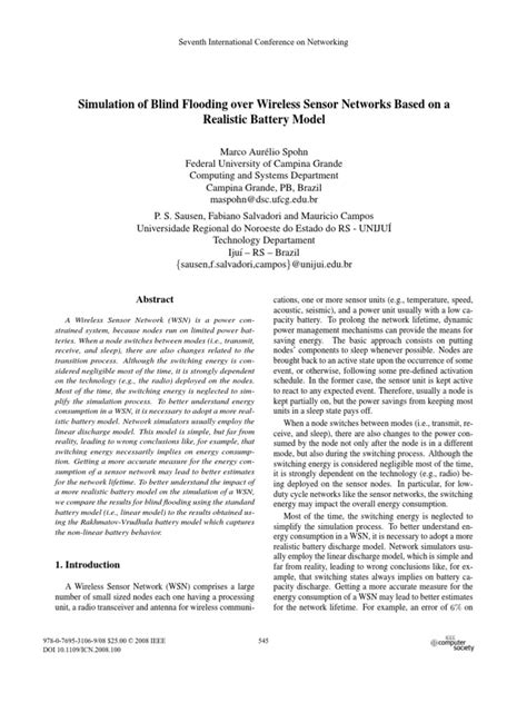 Simulation Of Blind Flooding Over Wireless Sensor Networks Based On A
