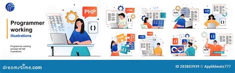 Programmer Working Isolated Set Devops Coding Programming Software