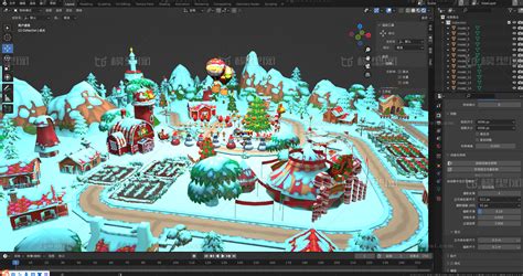大型场景 圣诞节模型 现代场景模型库 Blenderblend模型下载 Cg模型网