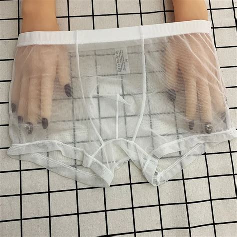 Transparent Boxers For Men See Through Male Underpants Sexy Low Waist
