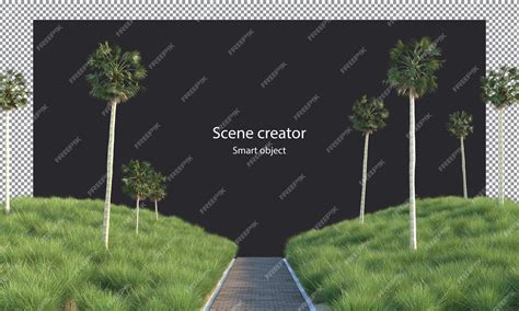 Premium Psd Way Path Through Trees And Grass Field Way Path Through Grass Field And Tree