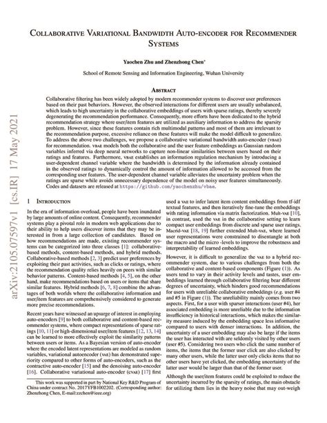 Variational Bandwidth Auto Encoder For Hybrid Recommender Systems Deepai