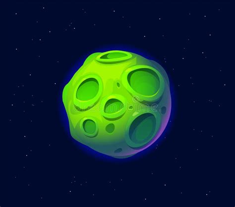 Cartoon Fantasy Green Alien Planet With Craters Stock Vector