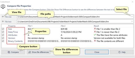 Compare The Properties Of Two Files
