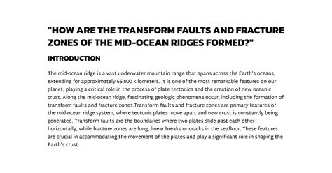 How Are The Transform Faults And Fracture Zones Of The Mid Ocean