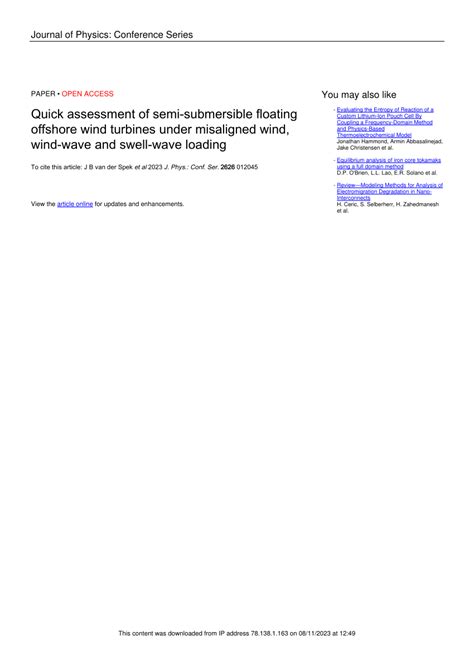 pdf quick assessment of semi submersible floating offshore wind