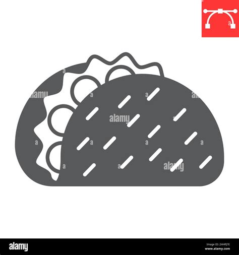 Taco Glyph Icon Junk Food And Mexican Fast Food Taco Vector Icon