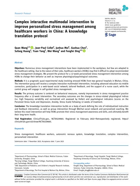 Pdf Complex Interactive Multimodal Intervention To Improve Personalized Stress Management