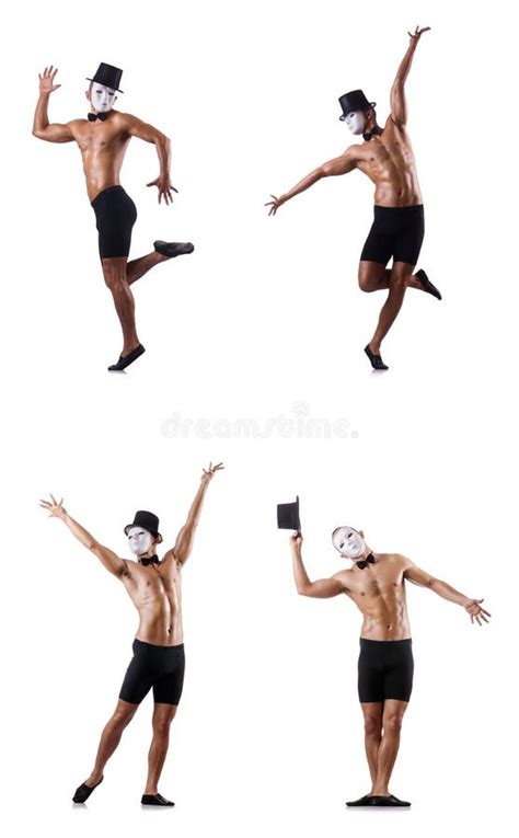 The Naked Muscular Mime Isolated On White Stock Photo Image Of Acting
