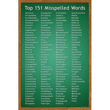 Top 151 Commonly Misspelled Words Educational Poster Teaching Aid