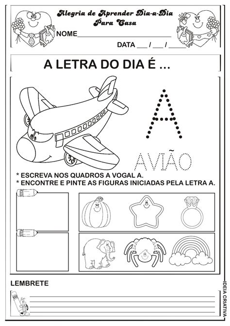 Atividades Para Casa Vogais Letra Pontilhada Ideia Criativa Gi