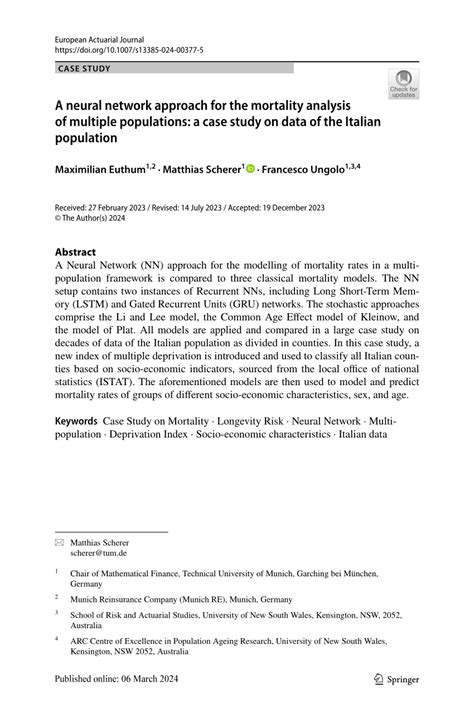 Pdf A Neural Network Approach For The Mortality Analysis Of Multiple