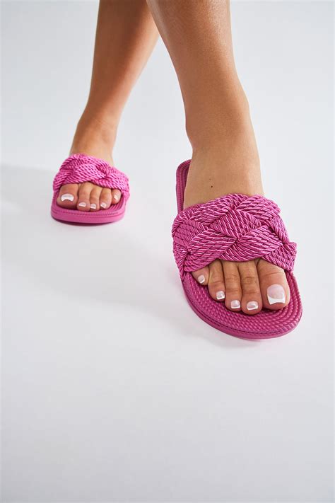 Tropical Vacay Flat Sandals Fuchsia Fashion Nova