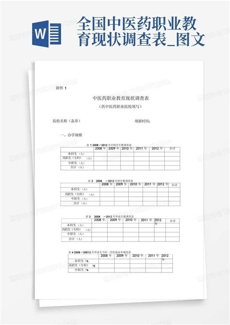 全国中医药职业教育现状调查表图文 Word模板下载编号qadokrxr熊猫办公