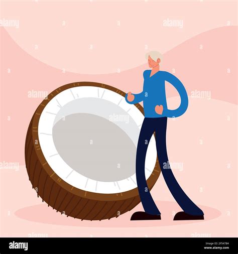 Man Slice Coconut Stock Vector Image And Art Alamy