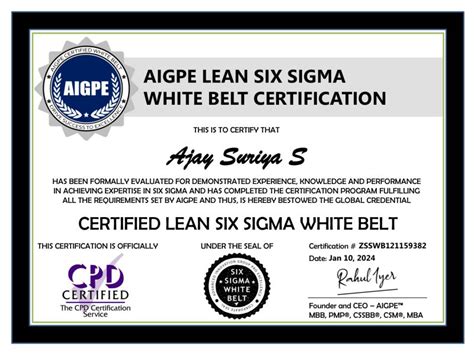 Ajay Suriya S On Linkedin Sixsigmacertification