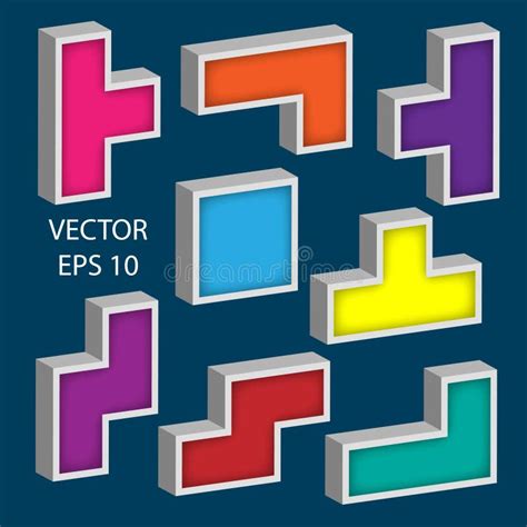 design set of 3d tetris game stock illustration illustration of