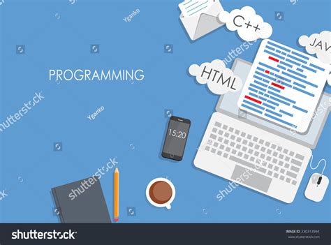 Programming Coding Flat Concept Vector Illustration Stock Vector Royalty Free