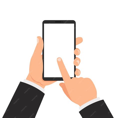 Premium Vector Businessmans Hand Holding Smartphone And Finger Touch