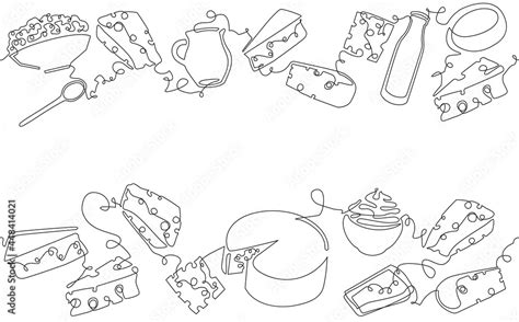Two Top And Bottom Seamless Patterns With Cheeze And Empty Space For
