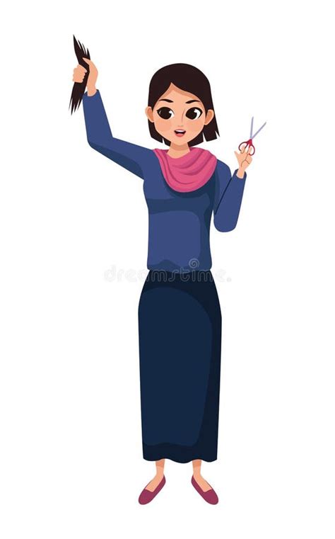 Woman Cutting Her Hair Stock Illustrations 106 Woman Cutting Her Hair