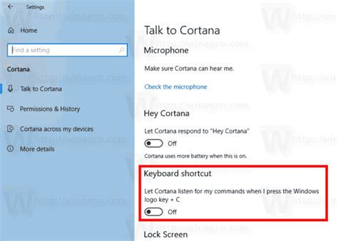 Enable Cortana Listen Keyboard Shortcut In Windows 10