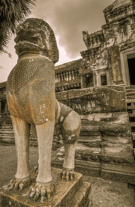 Bayon Temple And Angkor Wat Khmer Complex In Siem Reap Cambodia Stock