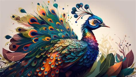Premium Photo Peacock Illustration Generated Using Ai
