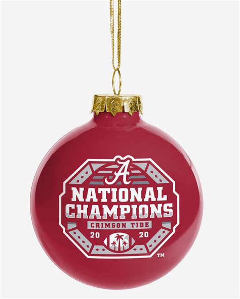 Alabama Crimson Tide 2020 Football National Champions Glass Ball Ornam Foco
