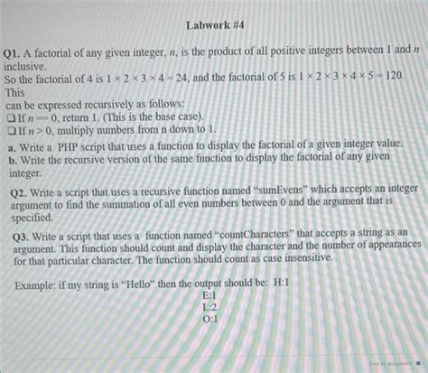 Solved Labwork 4 Q1 A Factorial Of Any Given Integer N