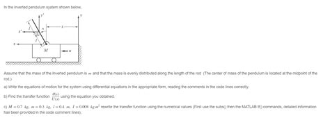 In The Inverted Pendulum System Shown Below Assume That The Mass Of The Inverted Pendulum Is M