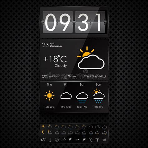 Vector Weather Widgets Template Stock Vector Illustration Of Sign