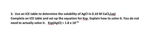 Solved Use An Ice Table To Determine The Solubility Of Chegg