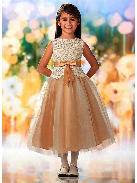 Short A Line Lace Tulle Sleeveless Jewel Neck Wedding Party Flower Gir