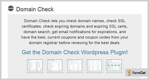 Domain Checker Wordpress Plugins Formget