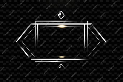 Geometric Silver Frame With Angular Border Highlighted With Png