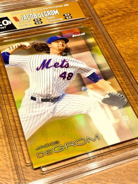 地表最強投 Jacob Degrom Hga 鑑定 限量50張金亮 2016 Topps Finest Gold Refractor 客製標籤