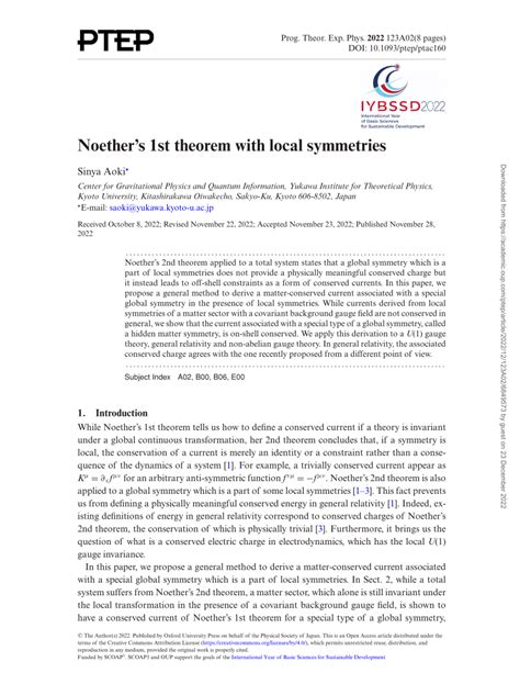 Pdf Noethers 1st Theorem With Local Symmetries