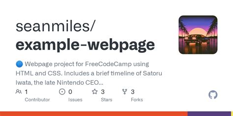 Github Seanmilesexample Webpage 🌐 Webpage Project For Freecodecamp