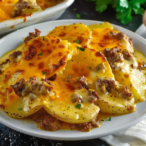 Easy Cheesy Hamburger Potato Casserole Recipe My Homemade Recipe