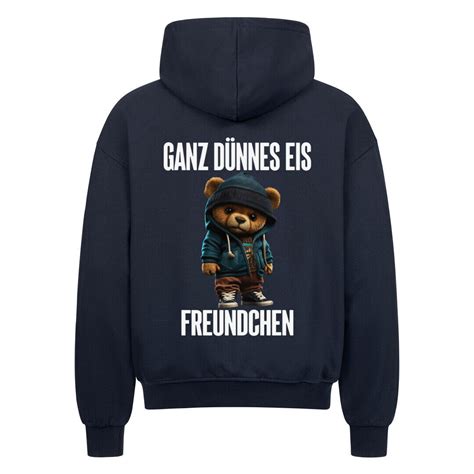 Ganz DÜnnes Eis Teddy Rückendruck Premium Zipper Unisex Spruechefabrik