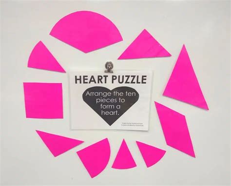 Printable Heart Tangram Puzzle Math Love
