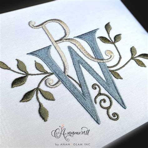 Interlocking R And W Embroidery Monogram Design For Machine Embroidery