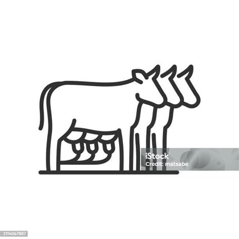 젖소 젖 짜기 선형 아이콘입니다 암소와 젖을 짜는 기계 편집 가능한 획이 있는 선 우유 짜기에 대한 스톡 벡터 아트 및 기타 이미지 우유 짜기 아이콘 제조 Istock