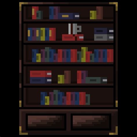 Pixel Art Bookshelf In 2023 Pixel Art Bookshelf Art Pixel