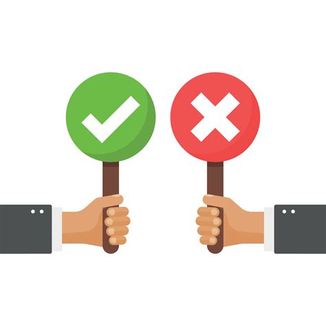 Hands Hold Signboard Icon In Flat Style Right And Wrong Feedback Vector Illustration On