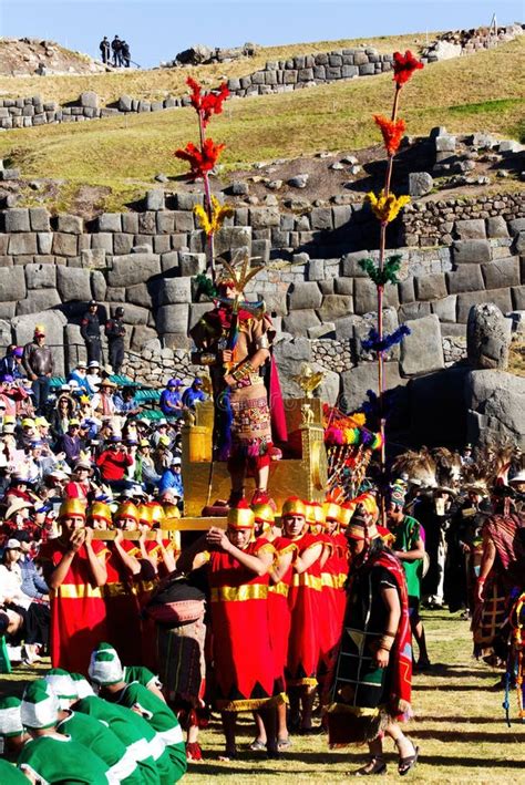 Inca King Being Carried On Throne Inti Raymi Cusco Peru Editorial Photo