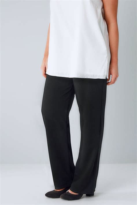 Black Bootleg Stretch Trousers Plus Size 16 To 36