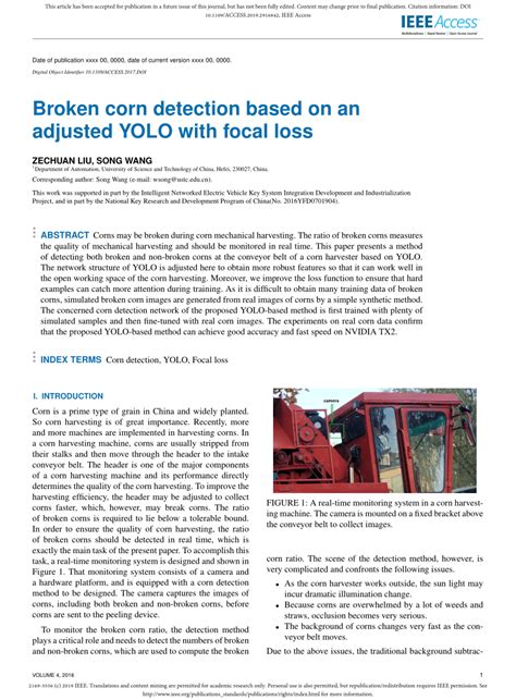 pdf broken corn detection based on an adjusted yolo with focal loss